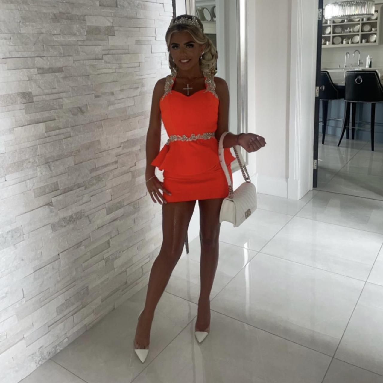 MARK MELIA HANDMADE ORANGE BACKLESS MINI DRESS WITH... - Depop