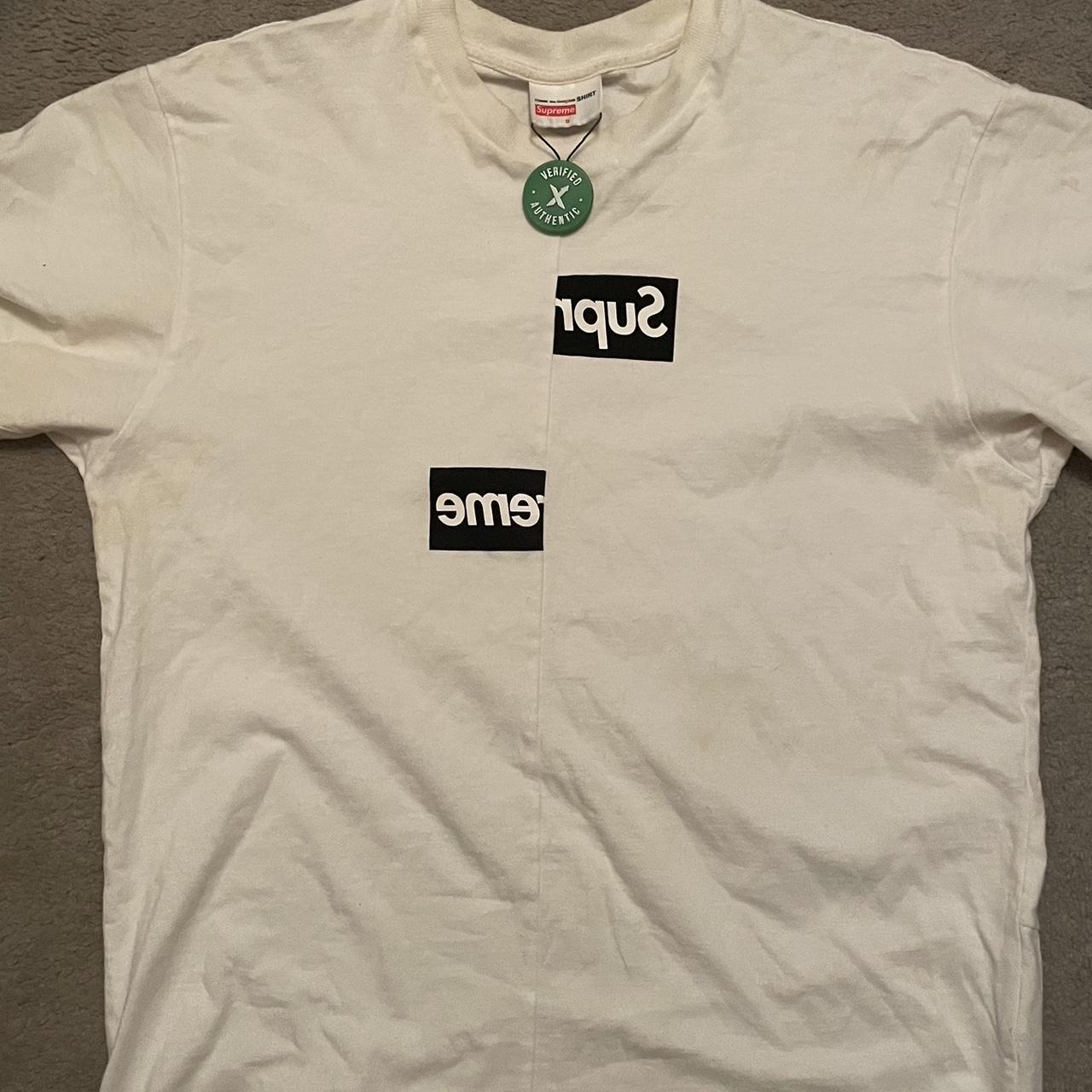 Supreme x cdg box logo white size small Stockx... - Depop