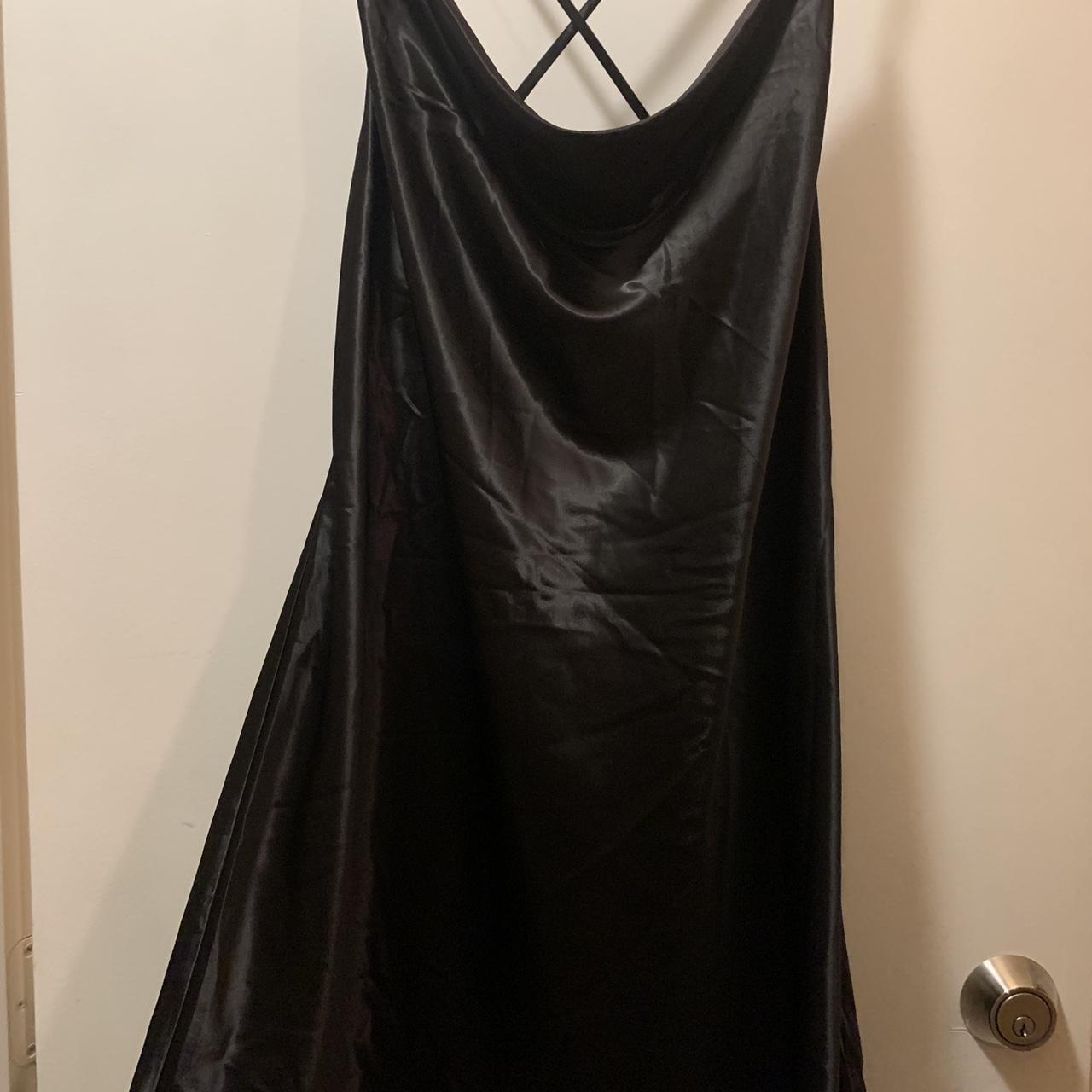 H&M black low back dress, cowl back? Idk. Silky,... - Depop
