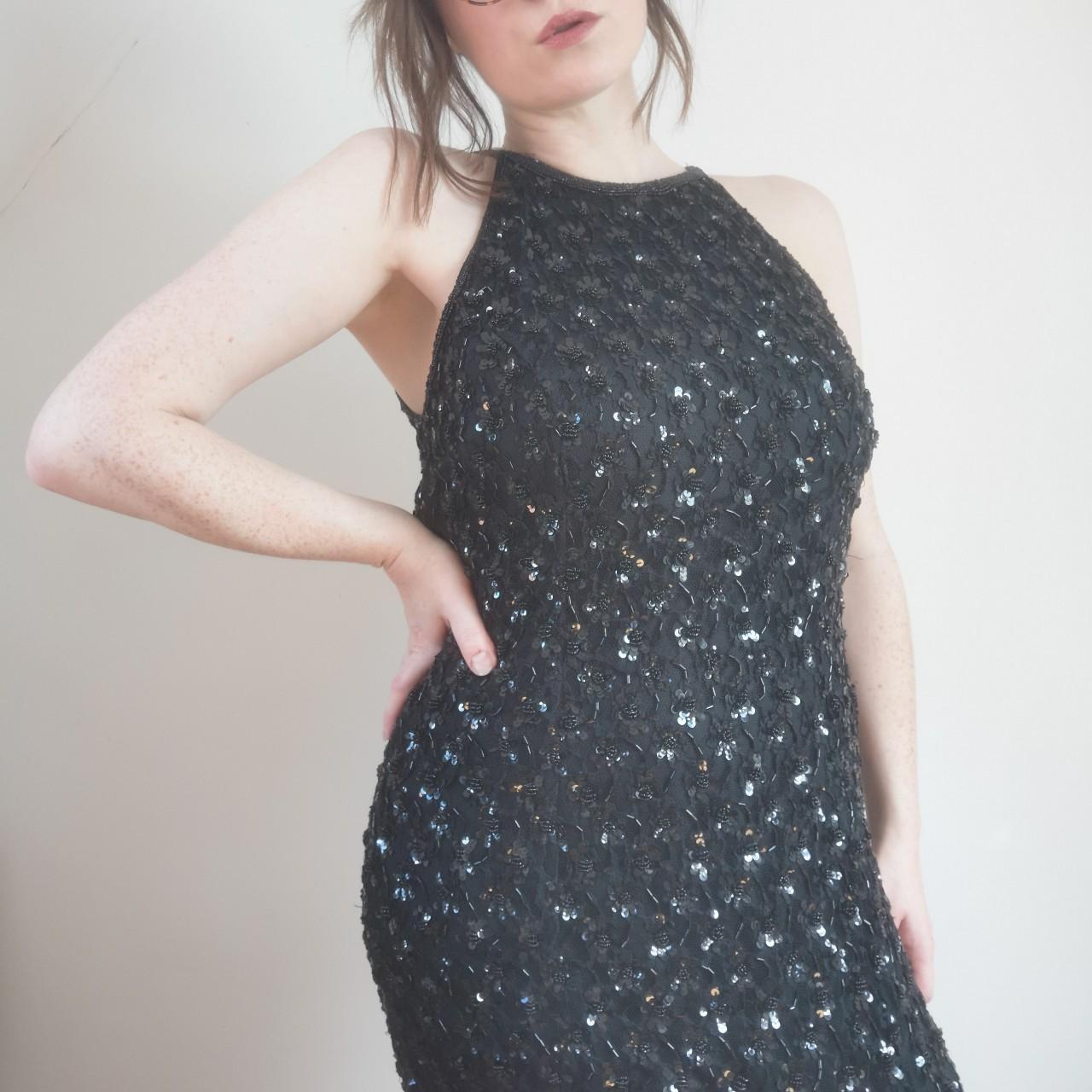 VINTAGE OPERA RICHARDS BLACK 90s ROSE LACE BEADED &... - Depop