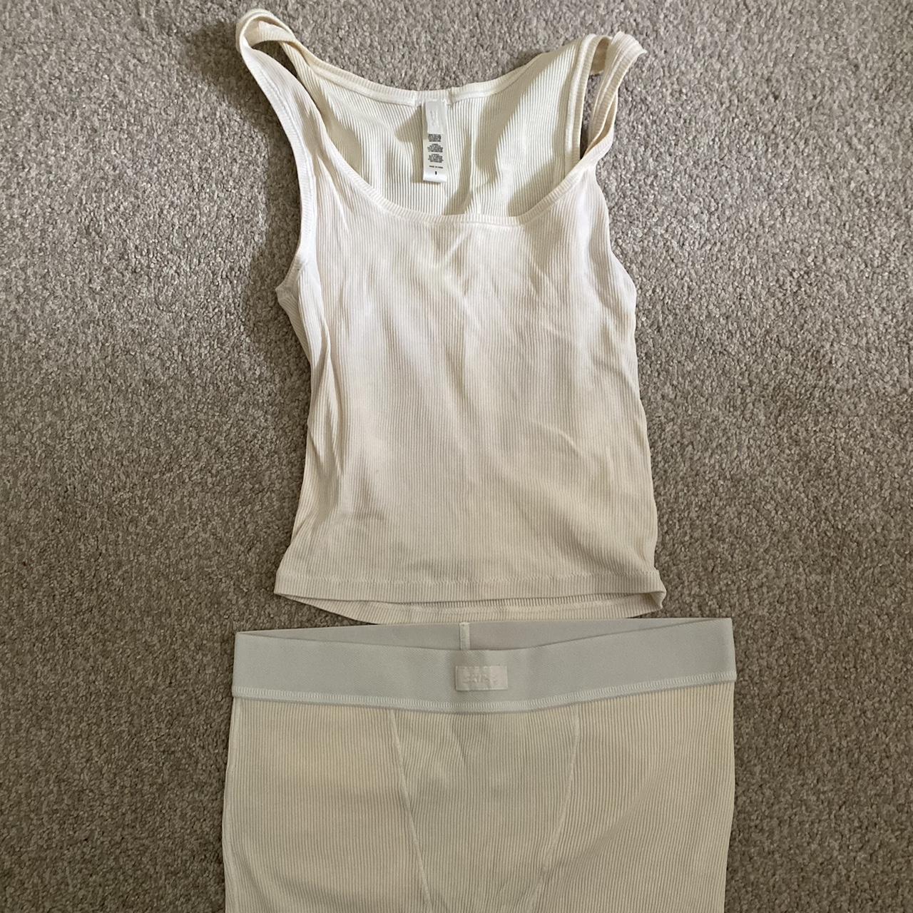 Skims Women's Cream and White Vest | Depop