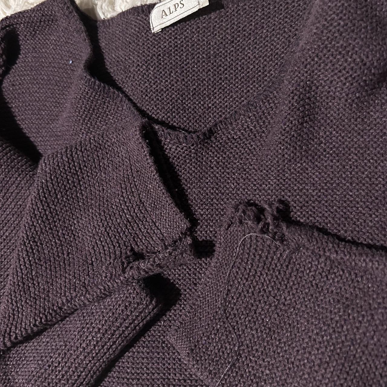 dark purple cropped knit top. vintage frayed edges,... - Depop