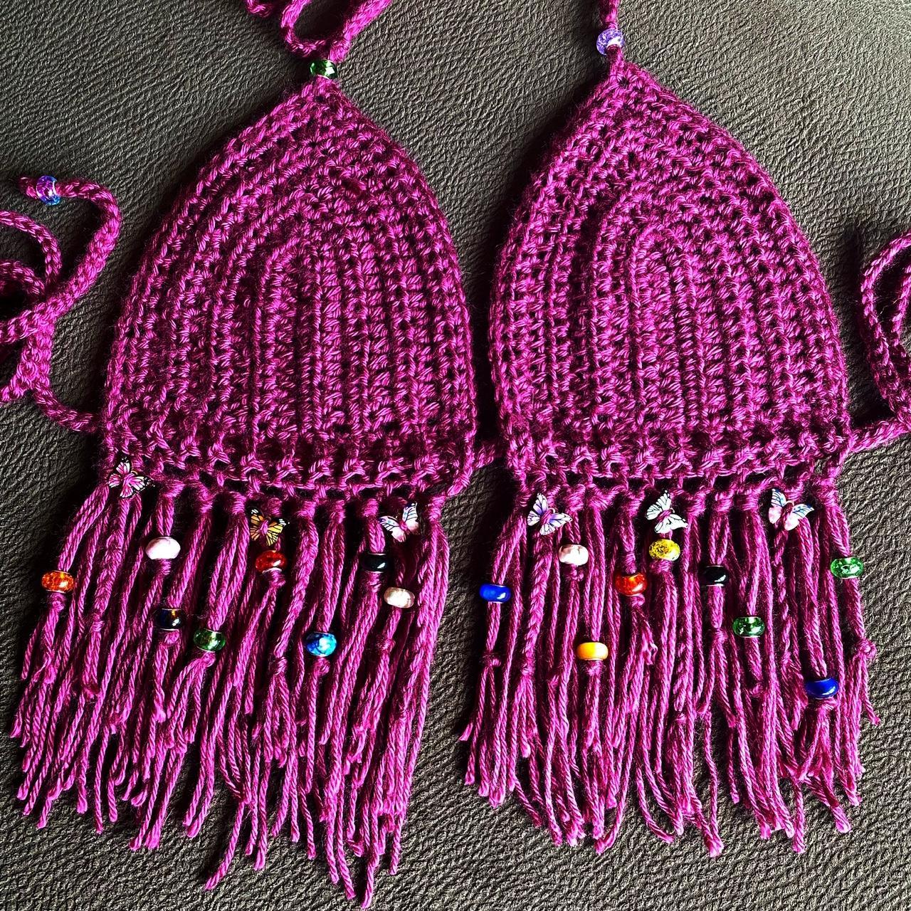 Beautiful raspberry crocheted fairy top made by me... - Depop