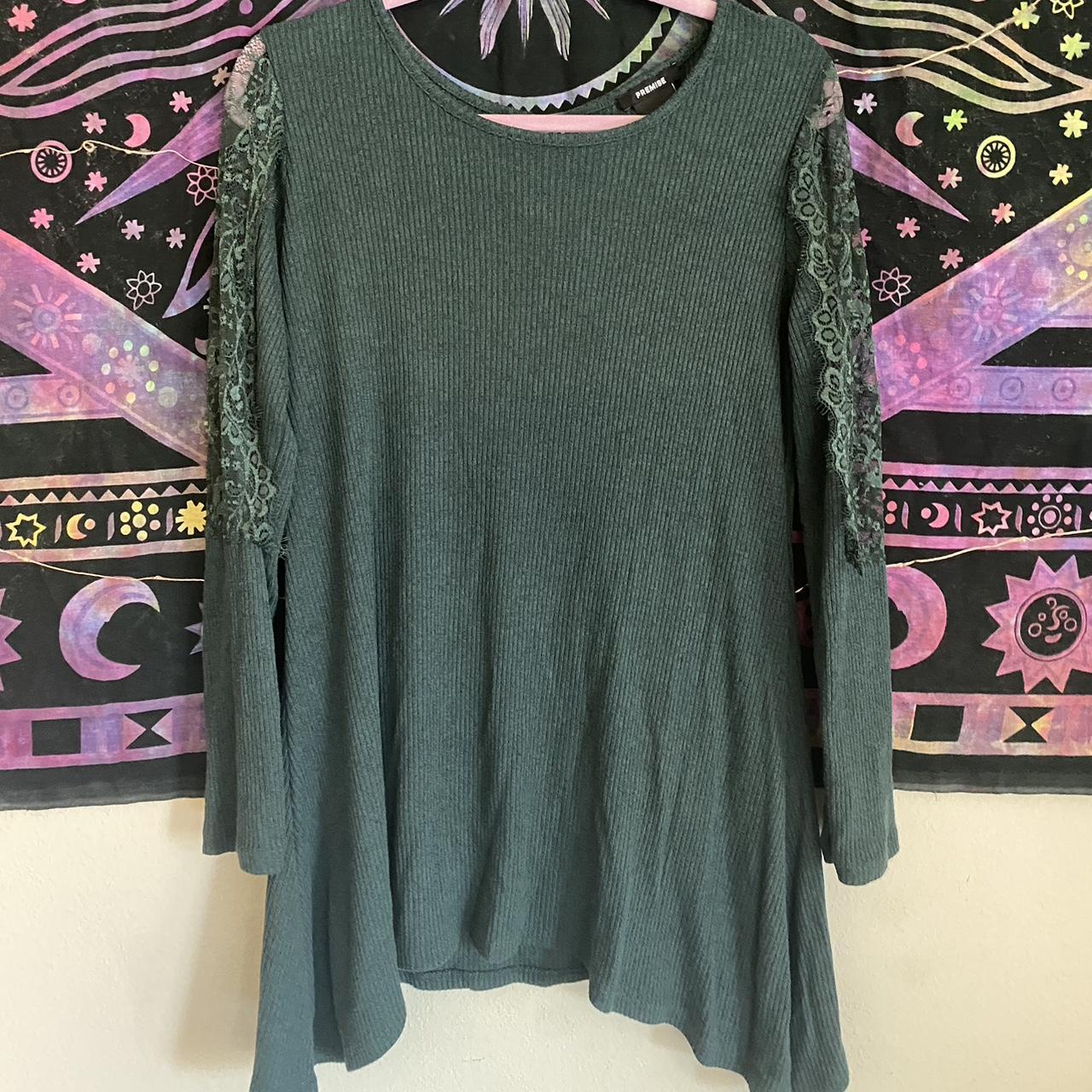 Long pretty flare top with lace sleeves Super... - Depop