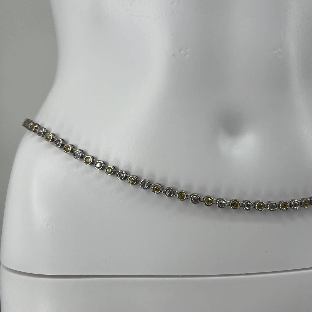Vintage 925 Sterling Silver Belly Chain Belt Yellow... - Depop