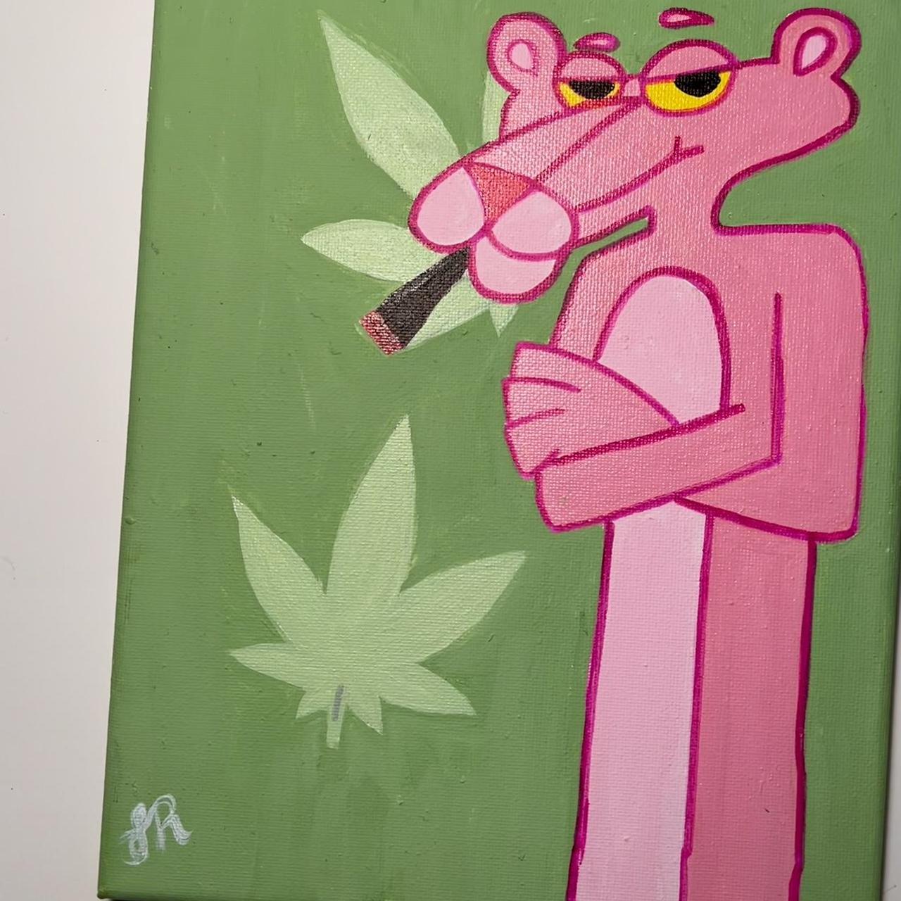 Pink panther, 8x10 frame Green and pink, Blunt,... - Depop