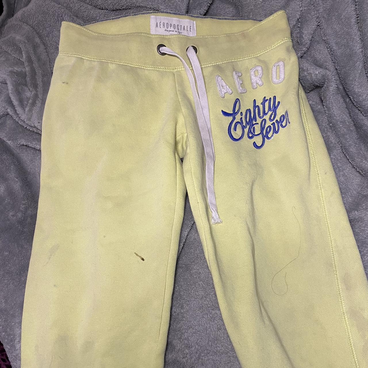 Aeropostale lime green/yellow low rise sweats Size... - Depop