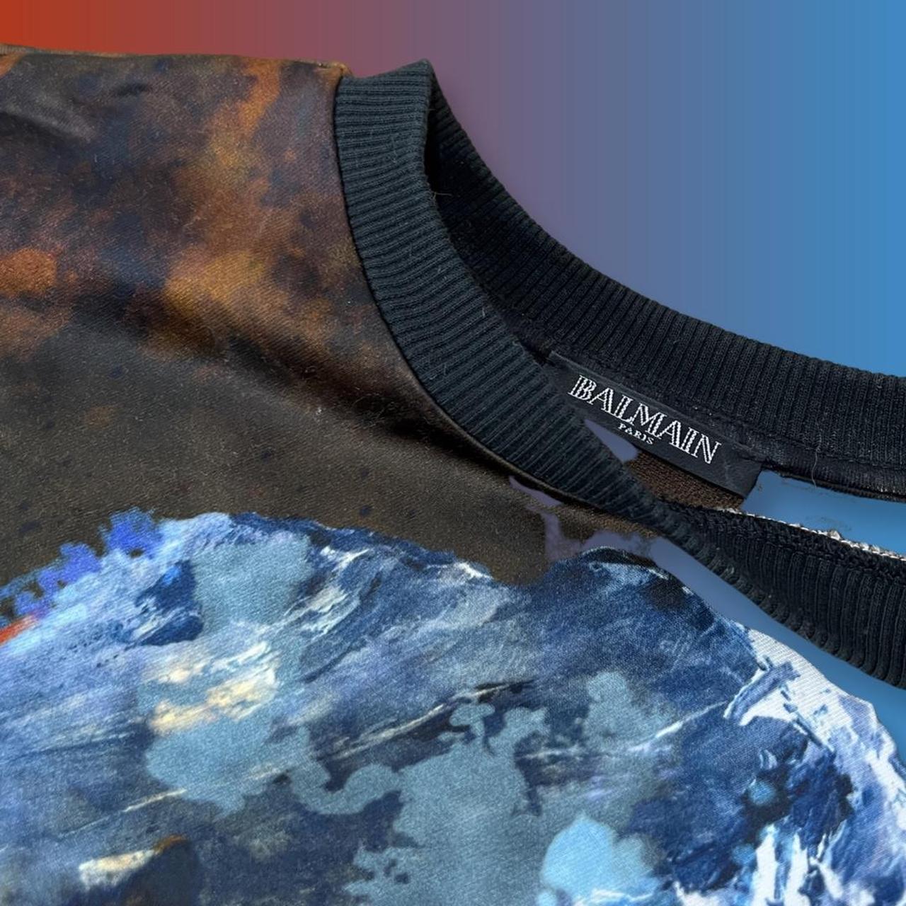 Satin Paneled BALMAIN wolf print sweater Authentic... - Depop