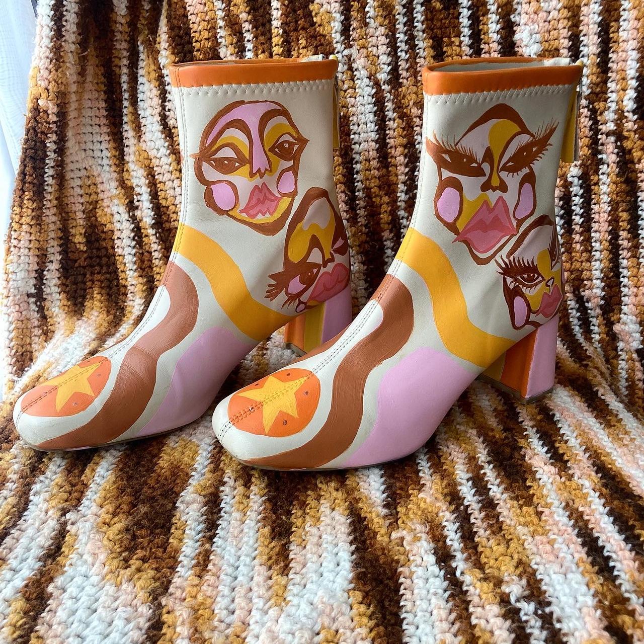 Hand painted mod boots! Pleather boots, hand... - Depop