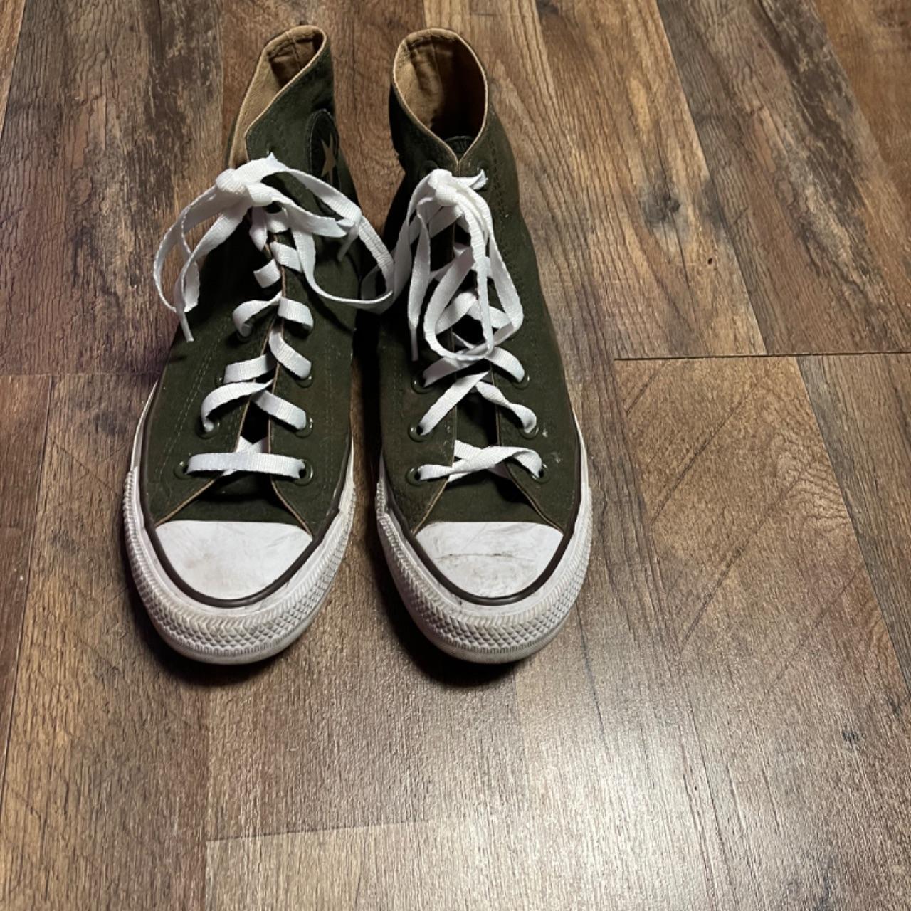 Army Green Hightop Converse All-stars size... - Depop