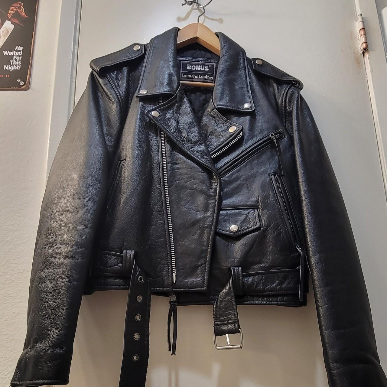 Badass Women's Buffalo Leather Jacket Size Large.... - Depop