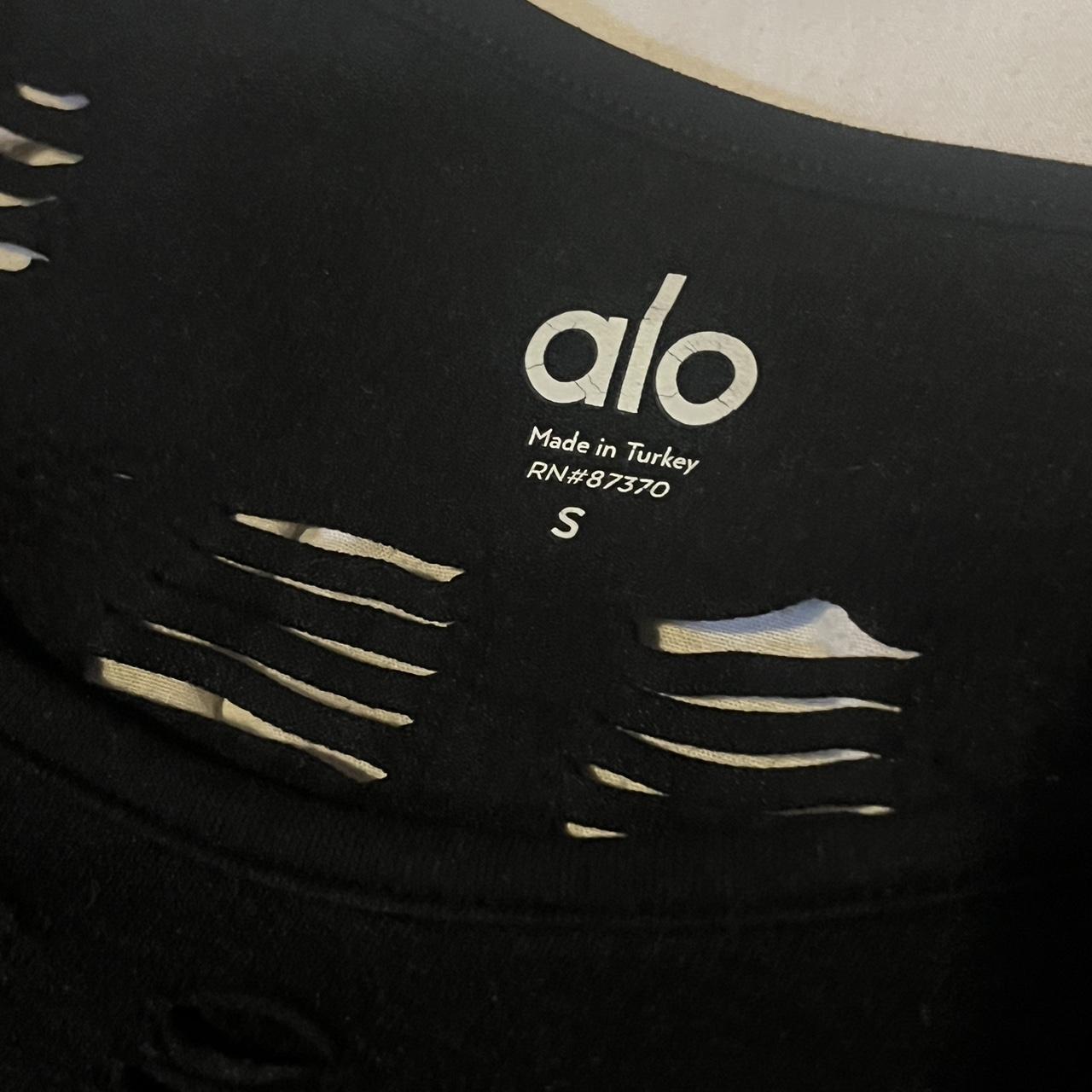 alo yoga cutout workout top S black stretchy long... - Depop