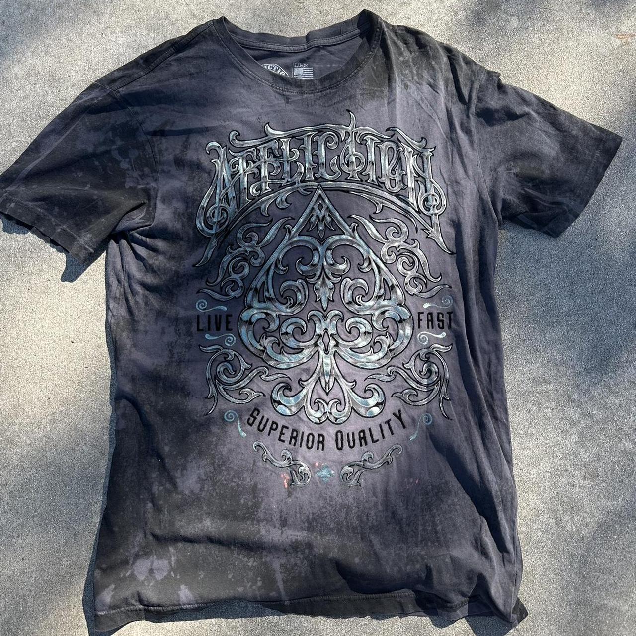 black affliction shirt small bleach stain on the... - Depop