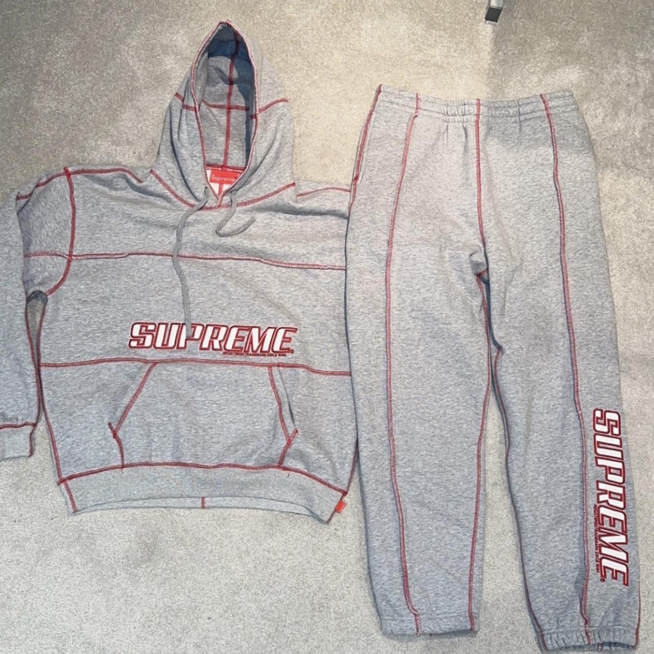 Grey Supreme Coverstitch Hoodie Only Size... - Depop