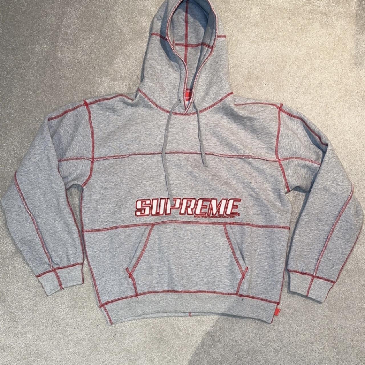 Grey Supreme Coverstitch Hoodie Only Size... - Depop