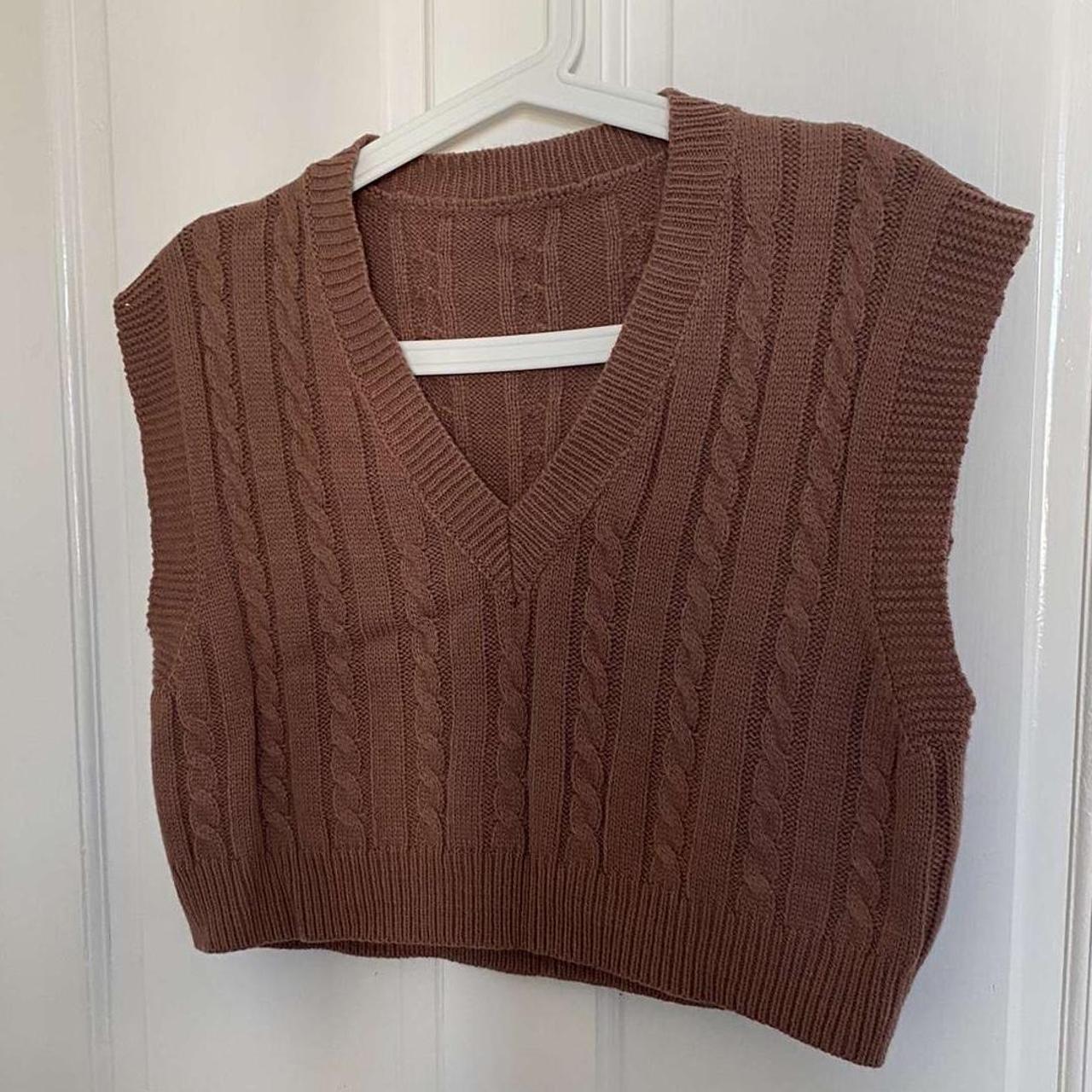 brown knit vest - Depop