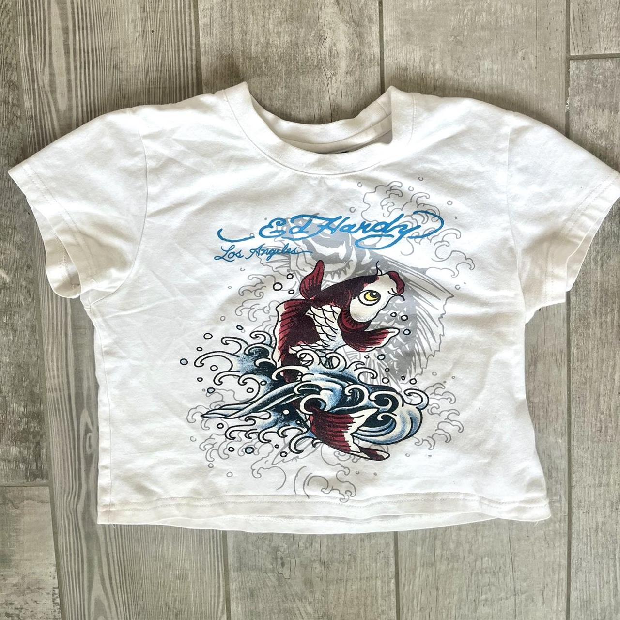 Ed hardy fish design top - Depop