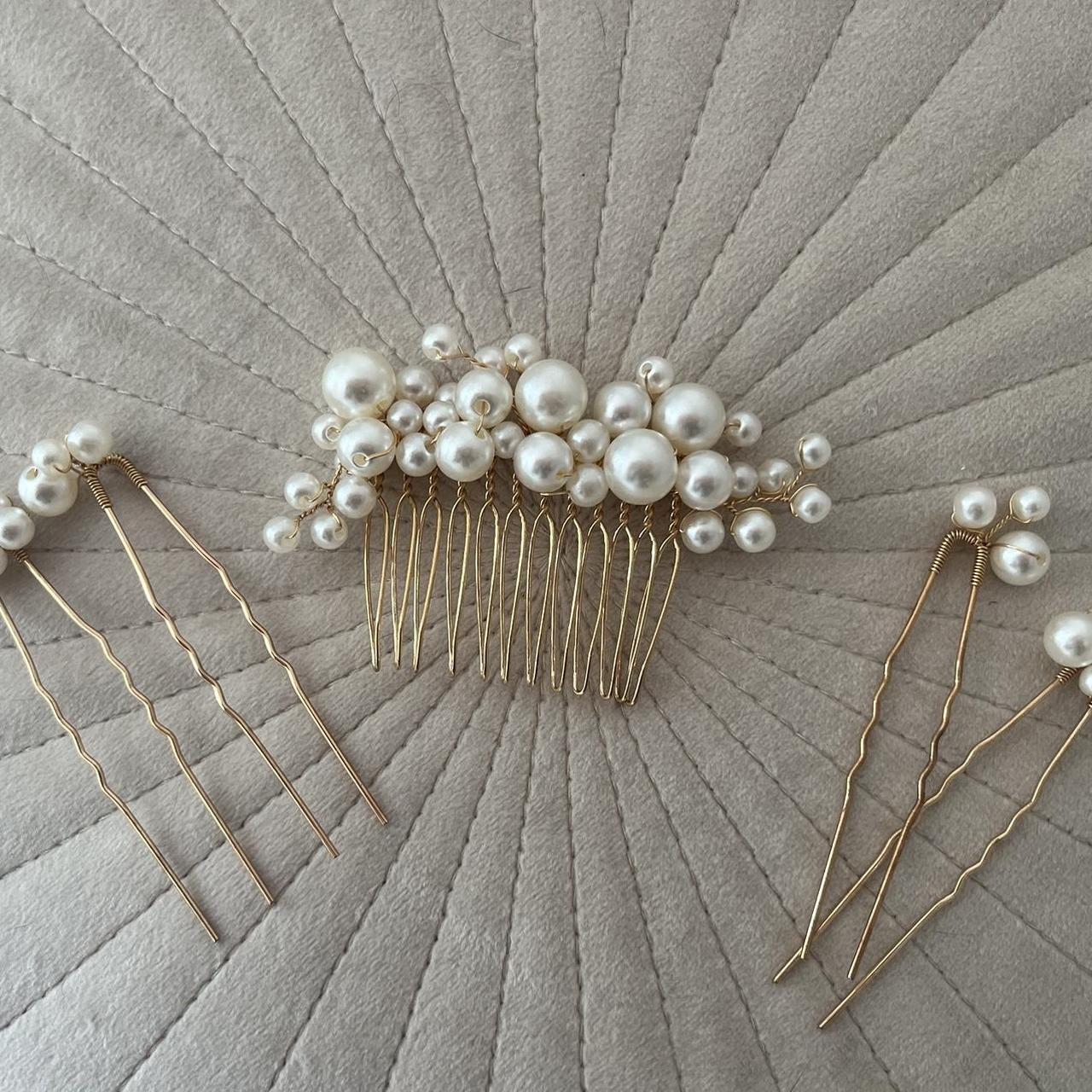 Pearl hair bridal accessories - set of 5, including... - Depop