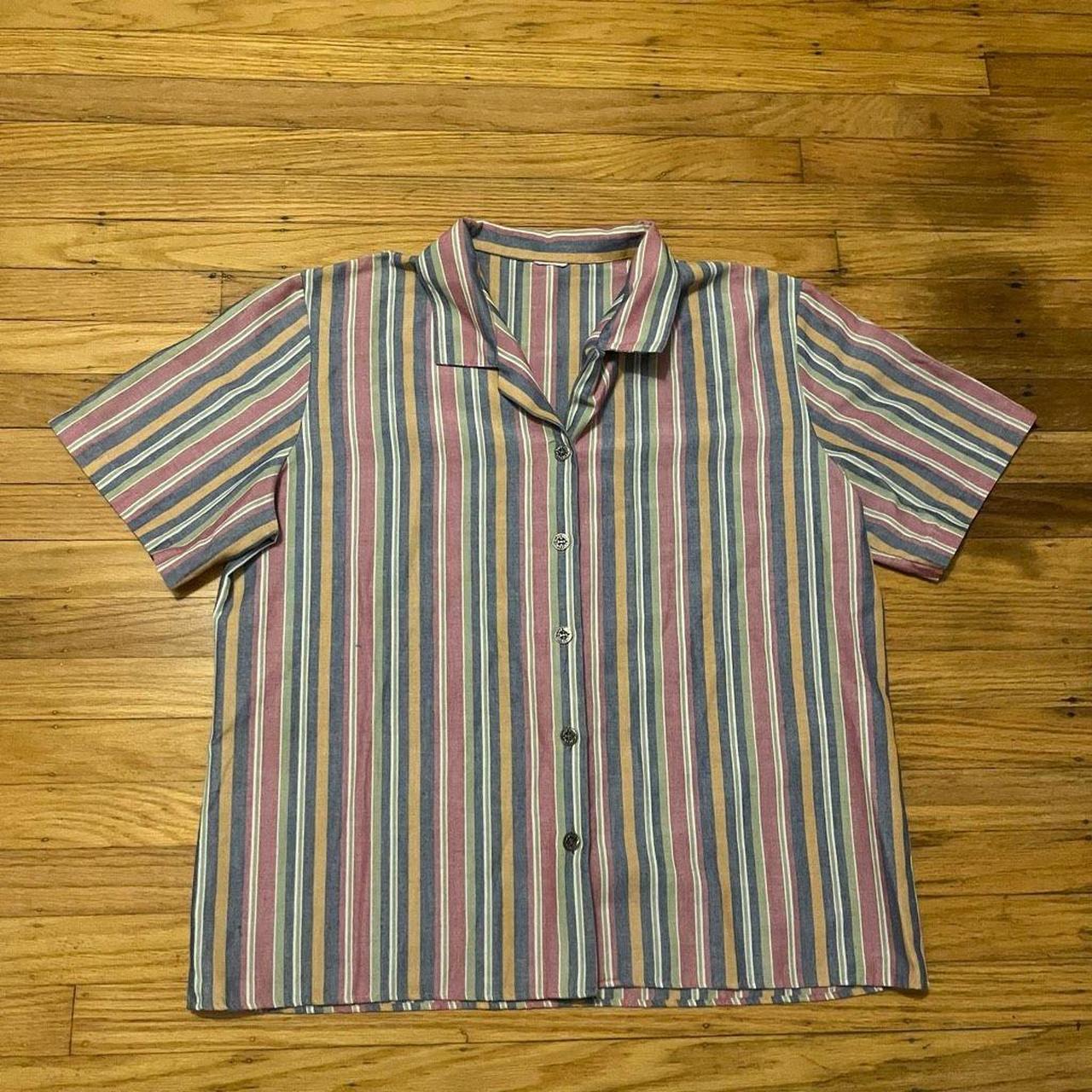 Vintage Colorful Button Up, Large Great condition... - Depop