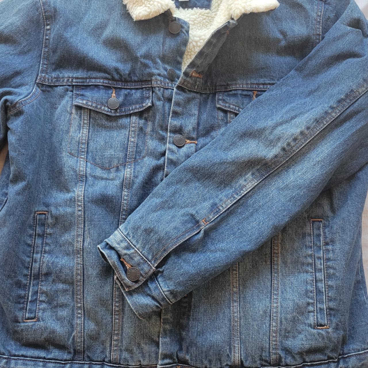 Up for sale is a fleece lined trucker denim jacket.... - Depop