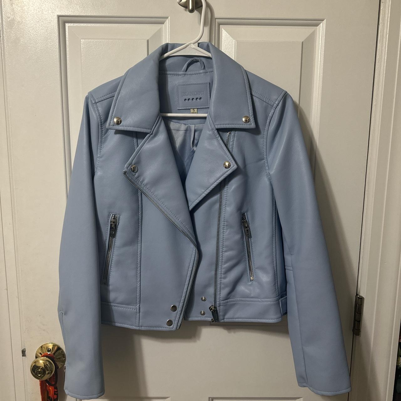 BLANK NYC LIGHT BLUE LEATHER JACKET - great... - Depop