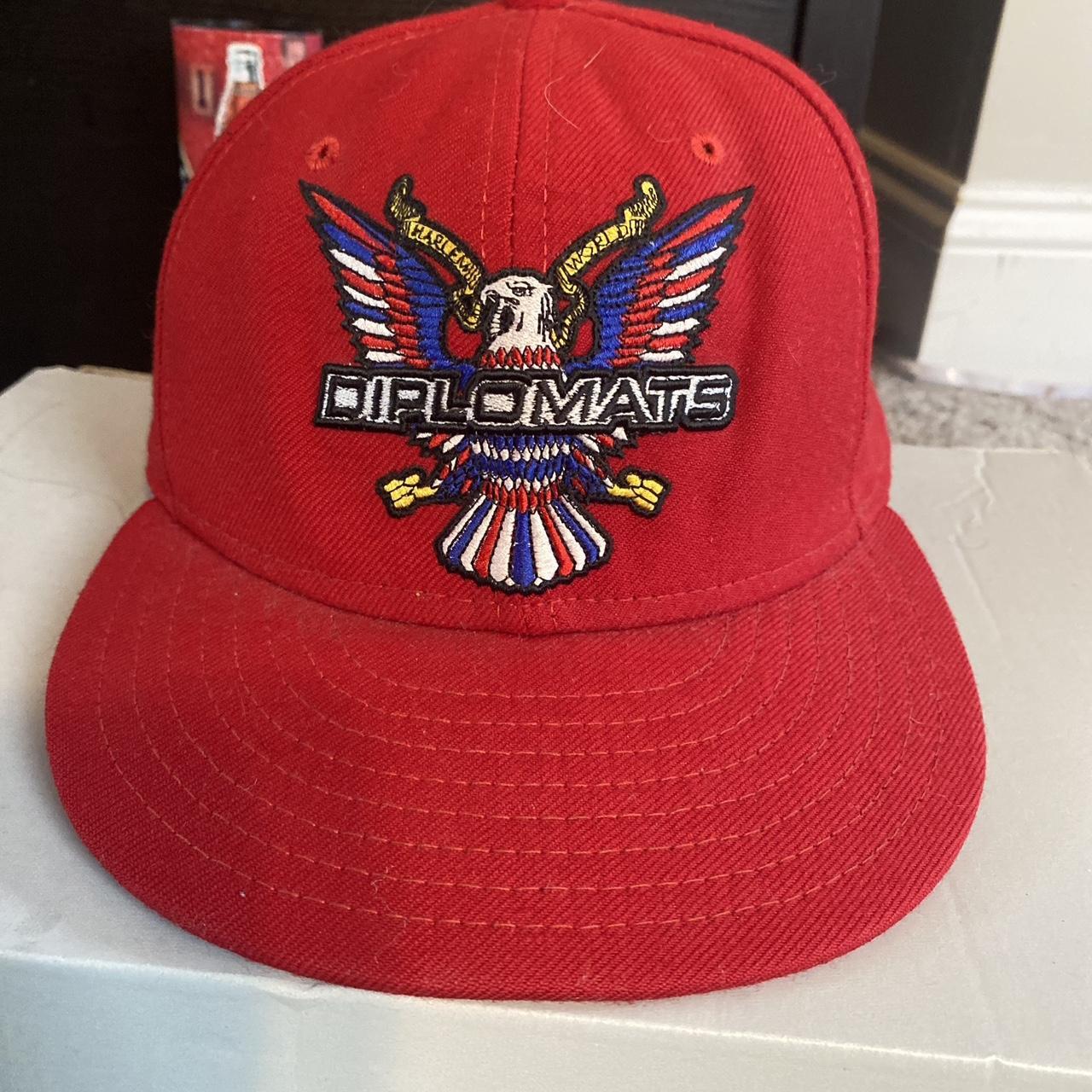 Diplomats red fitted hat new era like new rare... | Depop