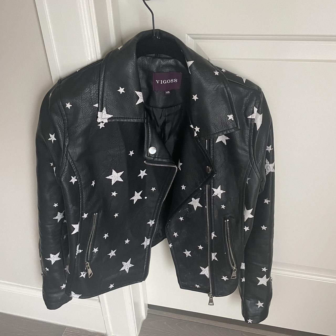 Faux Leather jacket with stars. Super cute and... - Depop