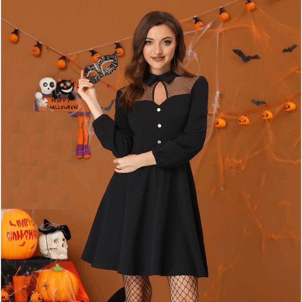 Women’s Gothic Mesh Panel Keyhole Collar A-line Mini... | Depop