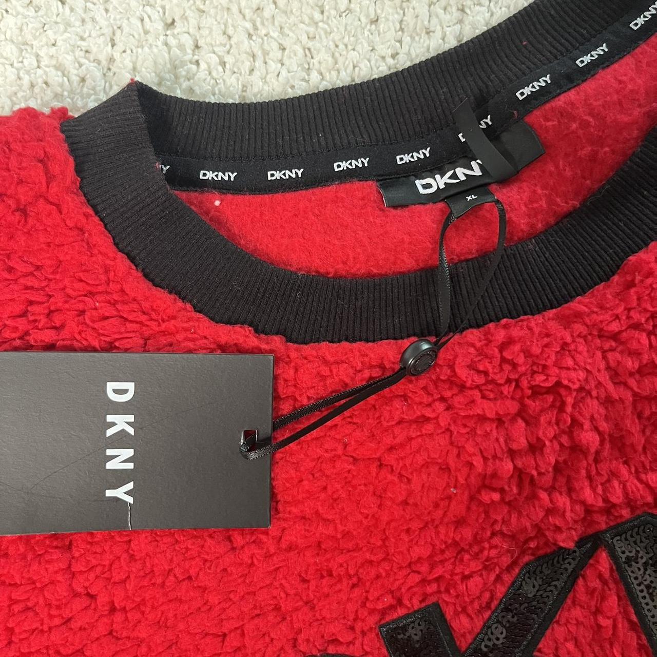 NWT DKNY Sherpa Crewneck Red Sherpa with black... - Depop