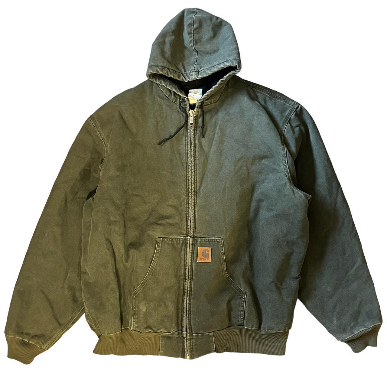 Vintage Green Carhartt Hooded Work Jacket / Coat 30”... - Depop
