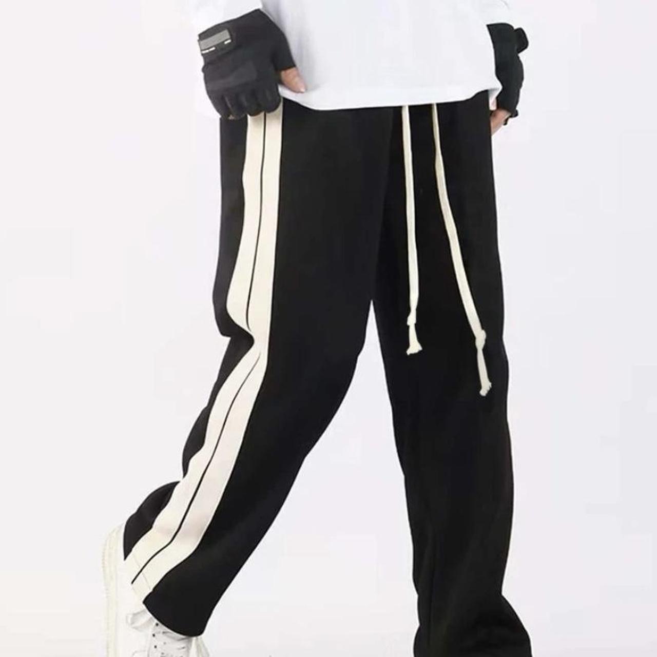 SHEIN Men's Black and White Joggers-tracksuits | Depop