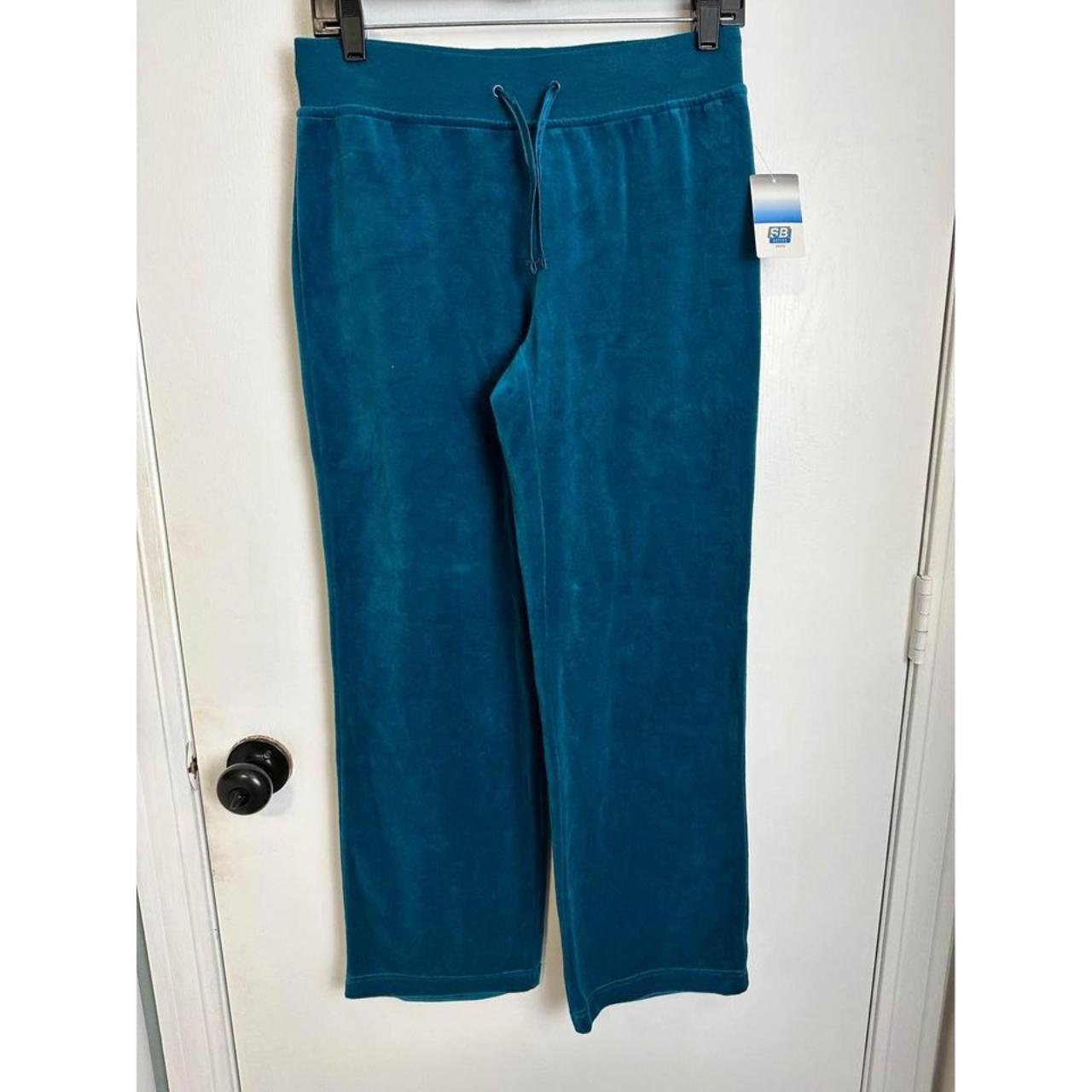 Tahoe Teal Velour Sweatpants With Drawstrings Size S... - Depop