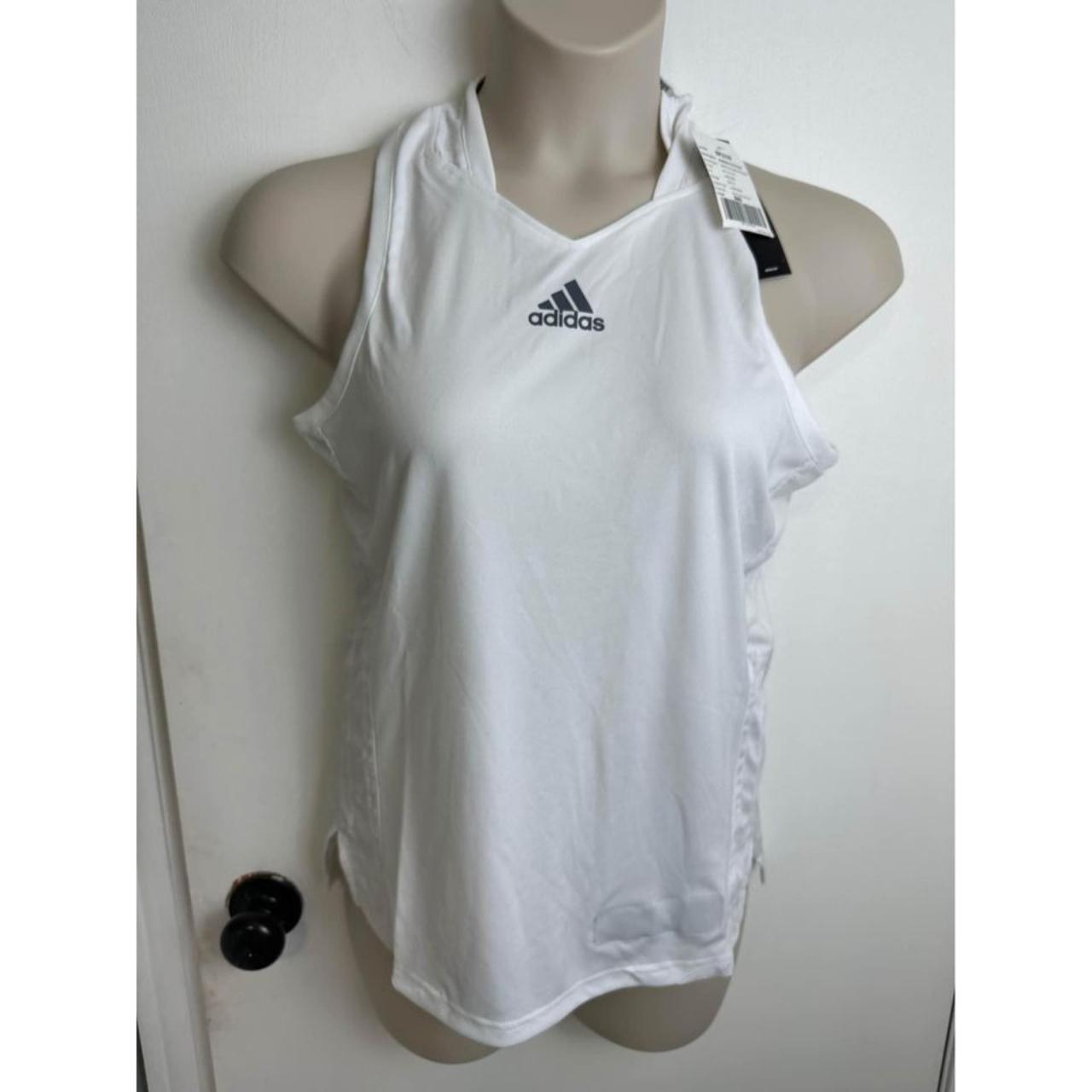White Adidas Lacrosse Racerback Size Medium 0429... - Depop