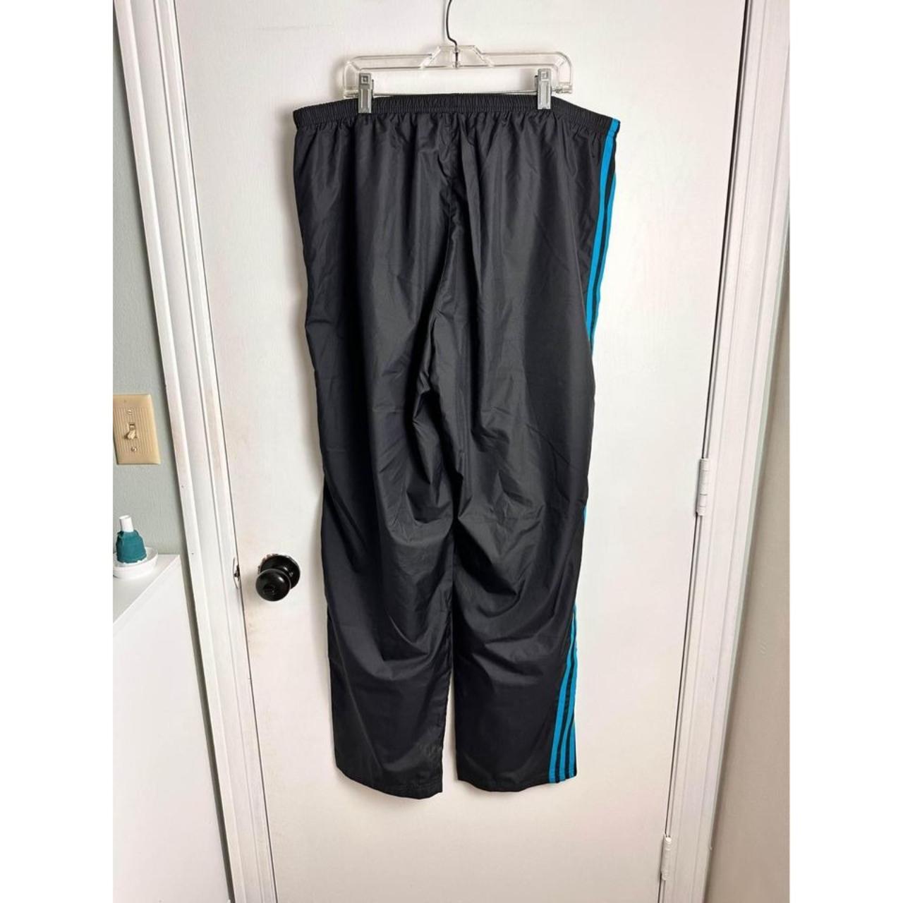 Adidas 3 Stripe Zip Track Pants Sz xl Black And... - Depop