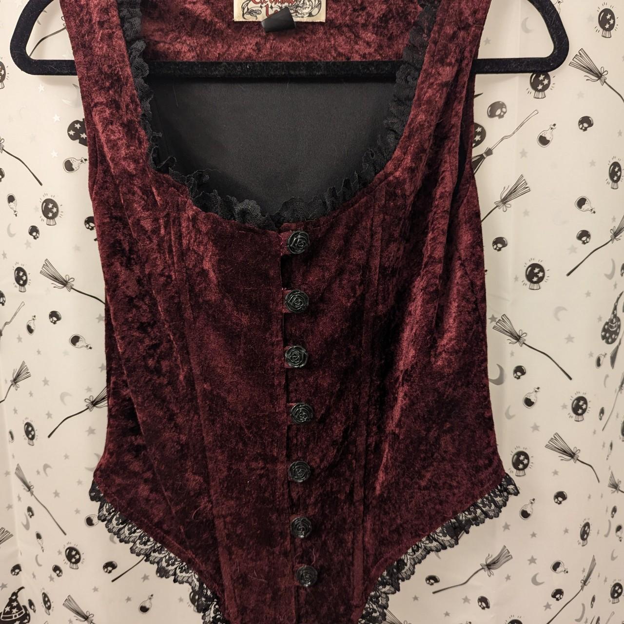 Burgundy velvet goth vest romantic Goth whimsy goth... - Depop