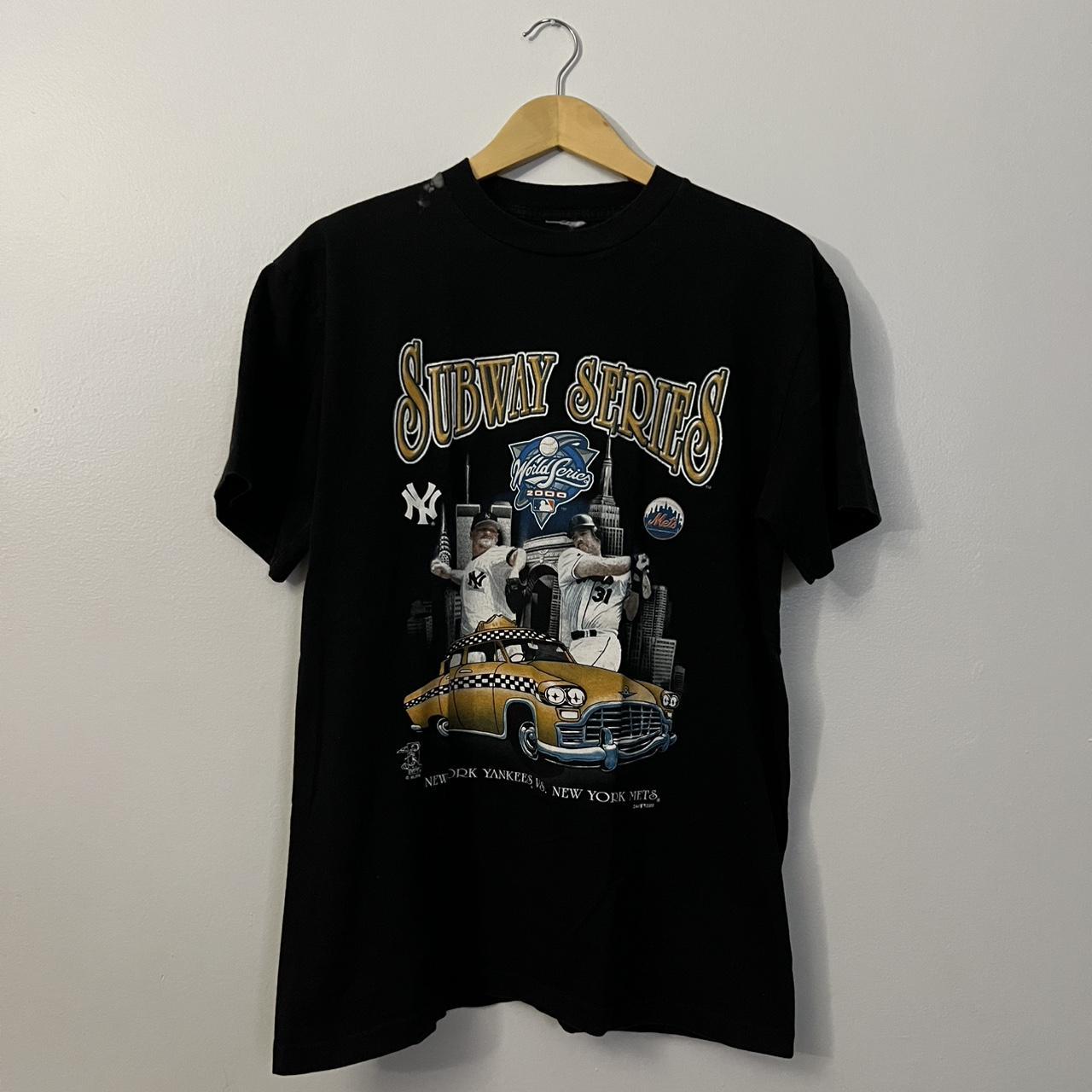 Vintage 2001 Subway Series T shirt, bleach stain on... - Depop