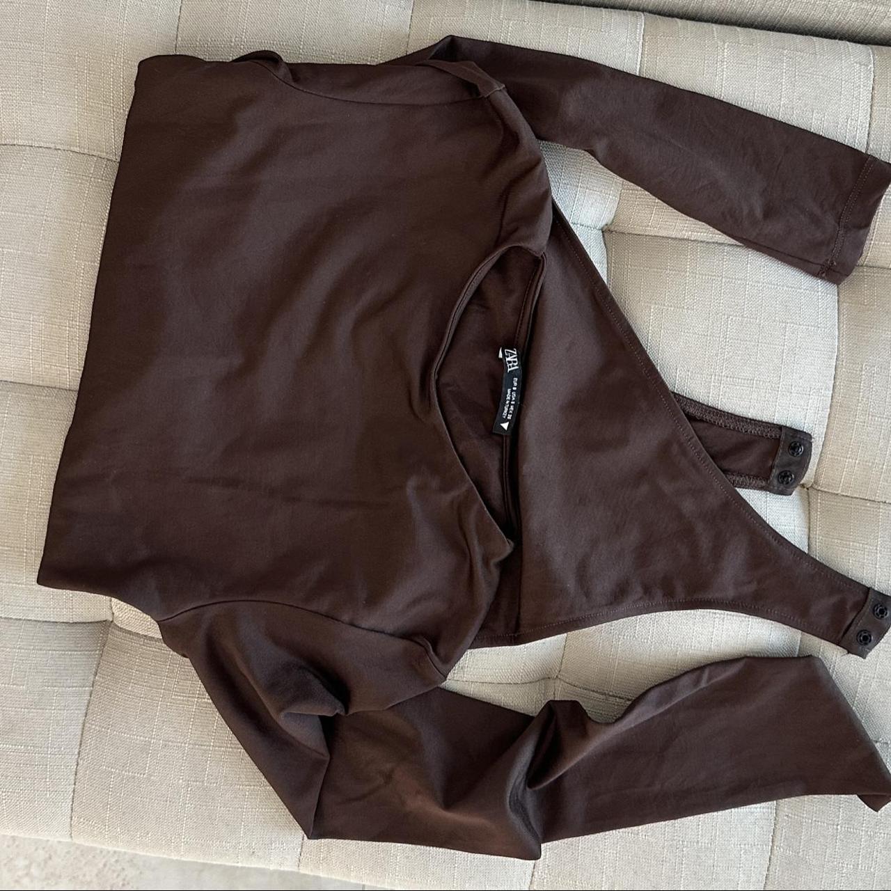 Zara Women's Black and Brown Bodysuit | Depop