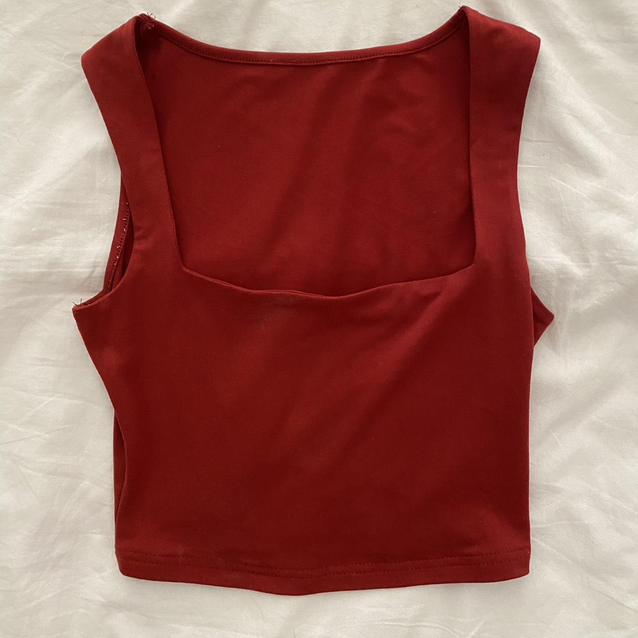 Red square neck top - Only worn once x - Depop