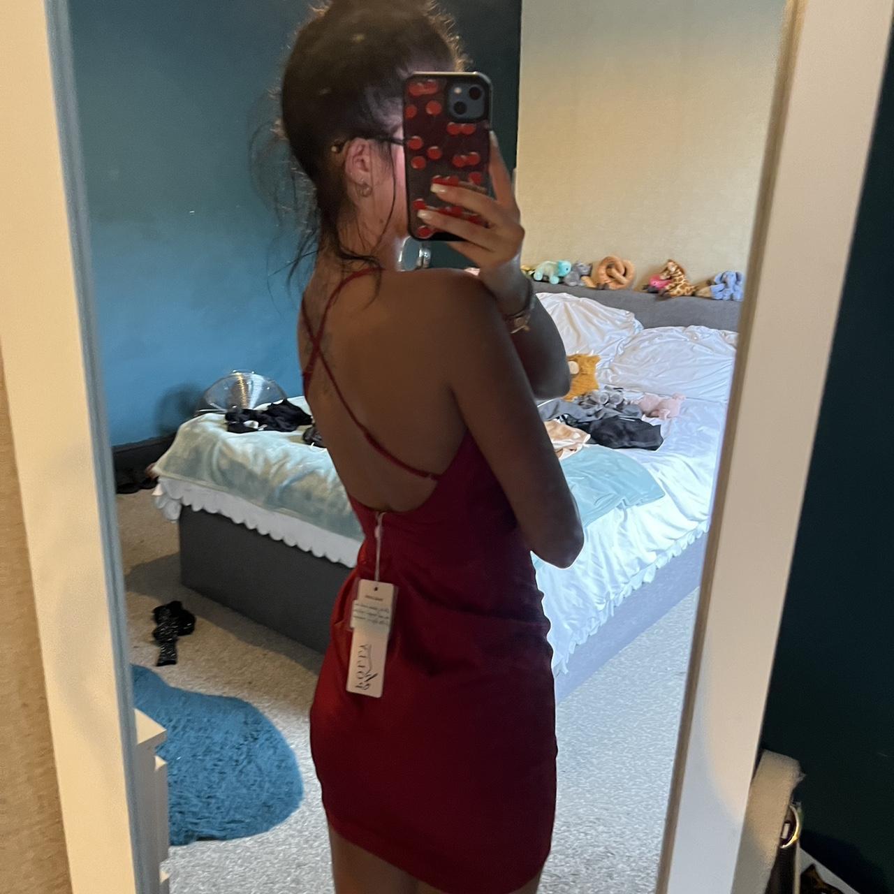 oh polly cross back red dress new with tags paid... - Depop