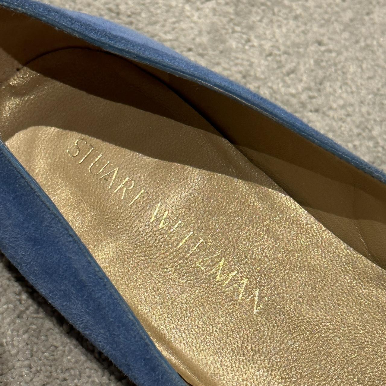 Stuart Weitzman Blue Suede Loafers with pointed toe... - Depop