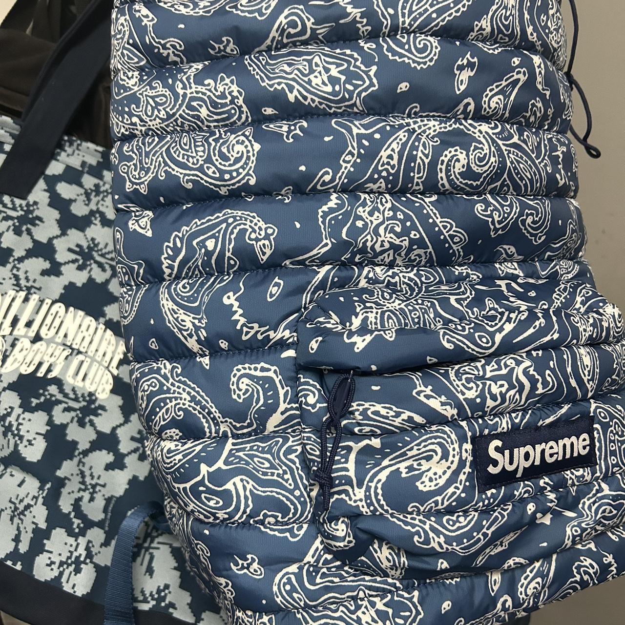 Supreme Paisley Puffer Backpack Navy FW22 Condition... - Depop