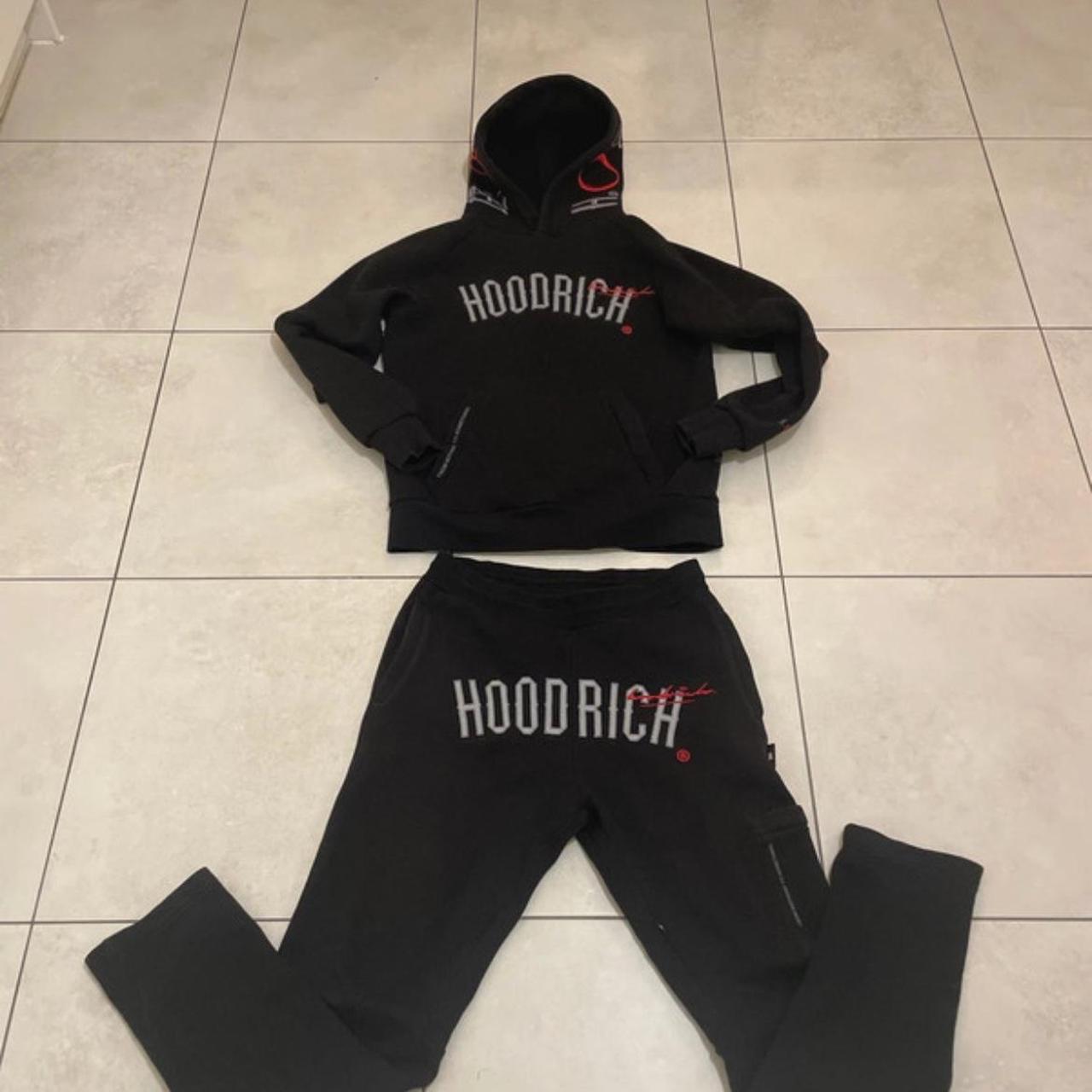 black Hoodrich reflective tracksuit only worn a... | Depop