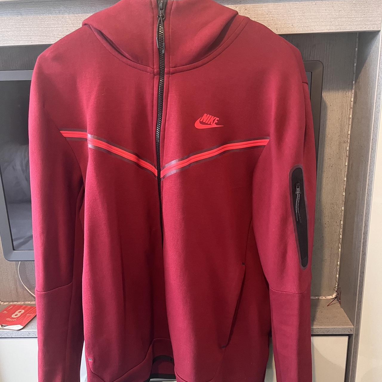 Nike tech fleece red. Size medium #nike... - Depop