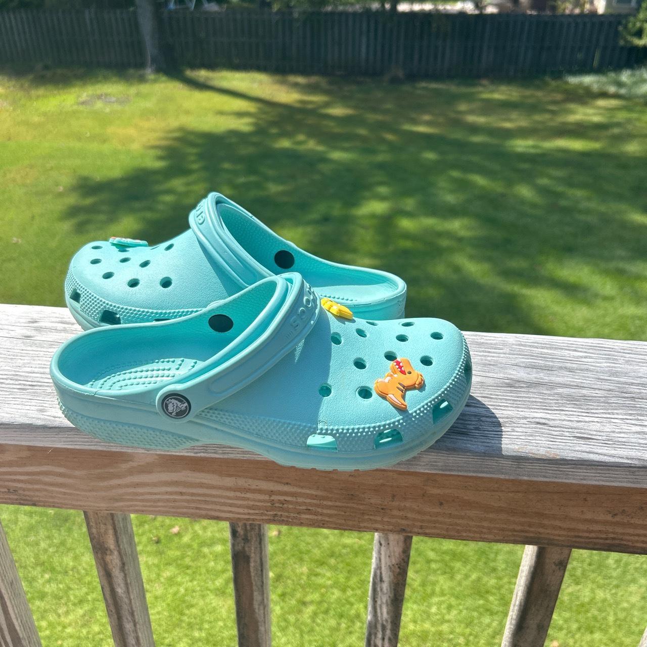 Women’s size 8/ Men’s size 6 teal crocs. Comes with... - Depop