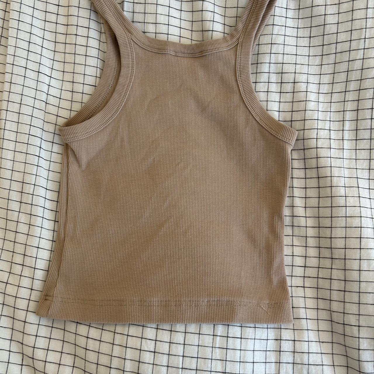 Super cute tan high neck cropped tank top! #H&M #... - Depop