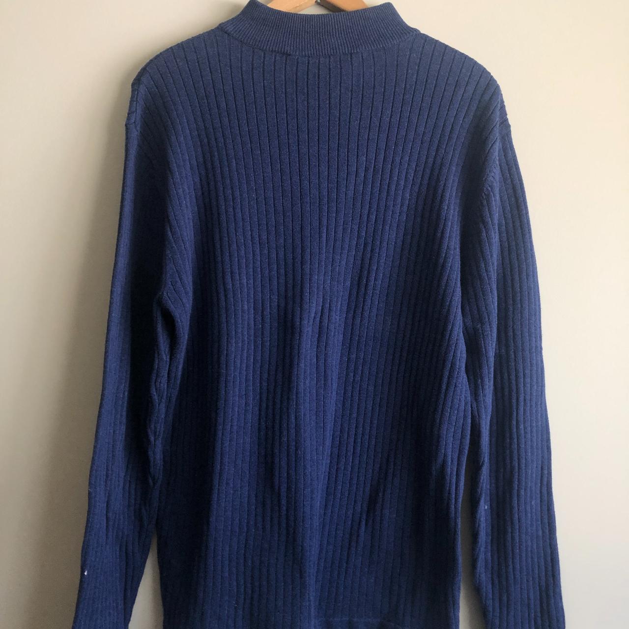 Vintage 90s navy blue, ribbed, mock neck sweater. In... - Depop