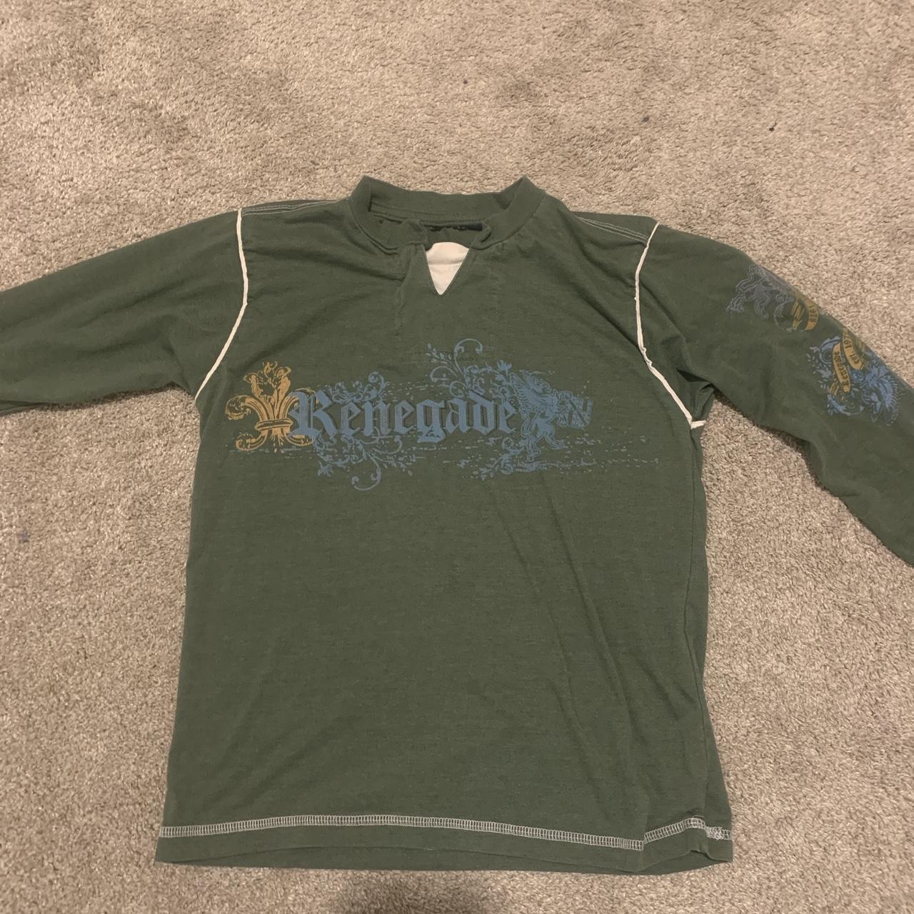 affliction long sleeve shirt with insane design... - Depop