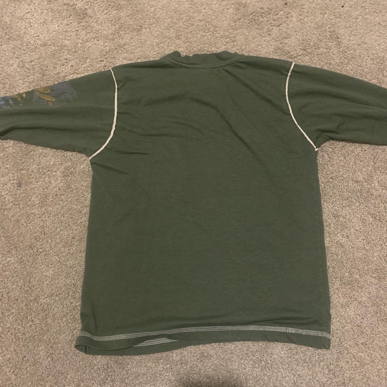 affliction long sleeve shirt with insane design... - Depop