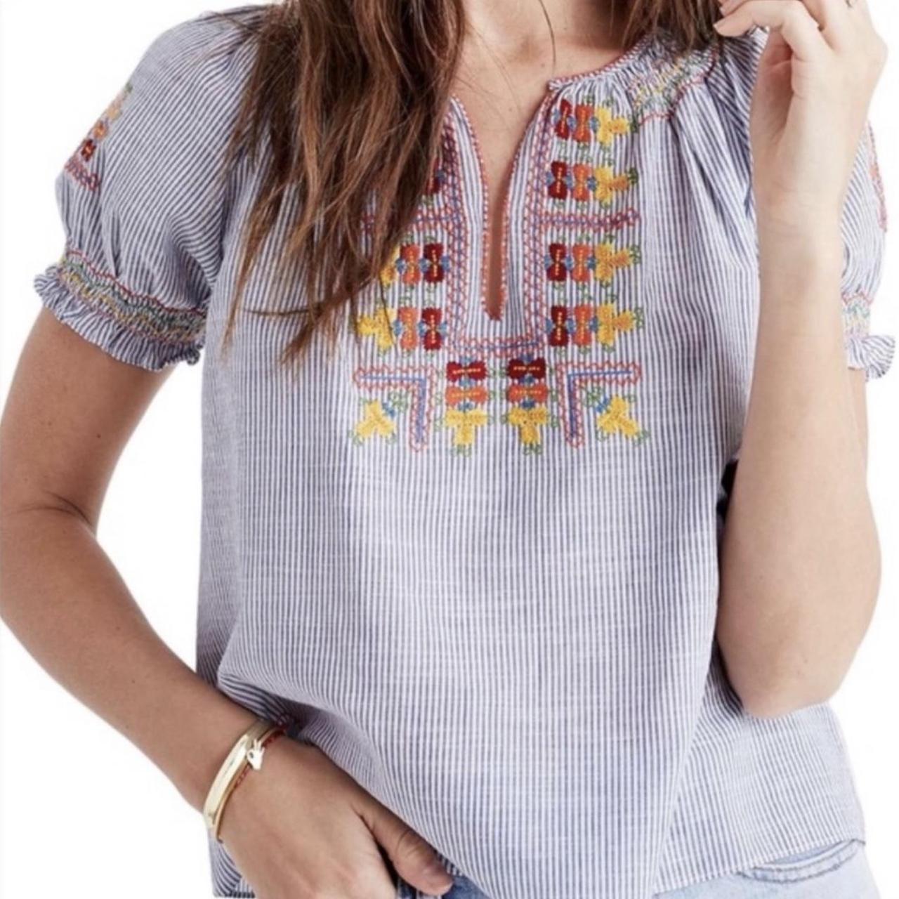 Madewell Embroidered Top - Depop