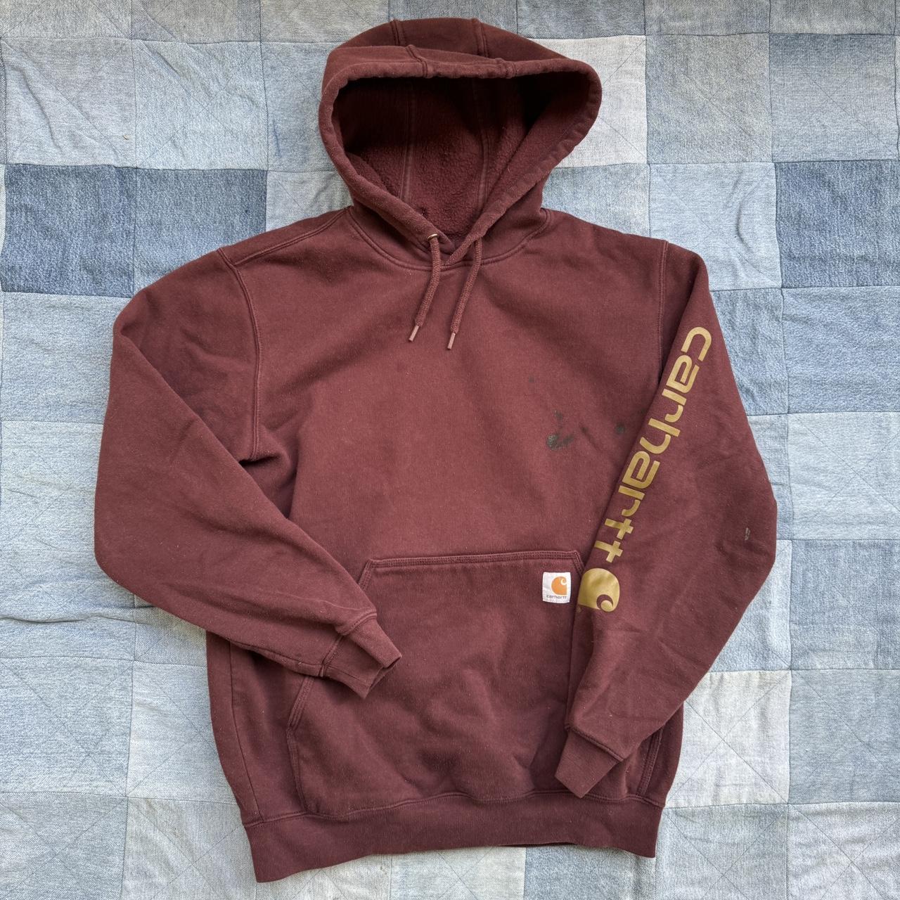 Y2K Maroon Carhartt Hoodie ! Super basic and worn... - Depop